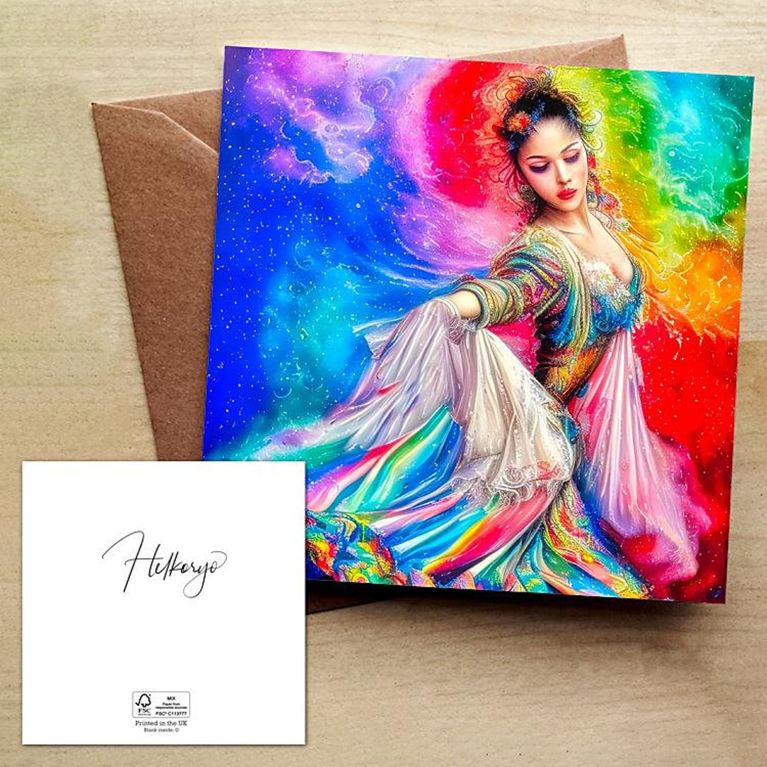 Rain Dancer Regina H027 card Blank Inside for Your Message With Crimson ...