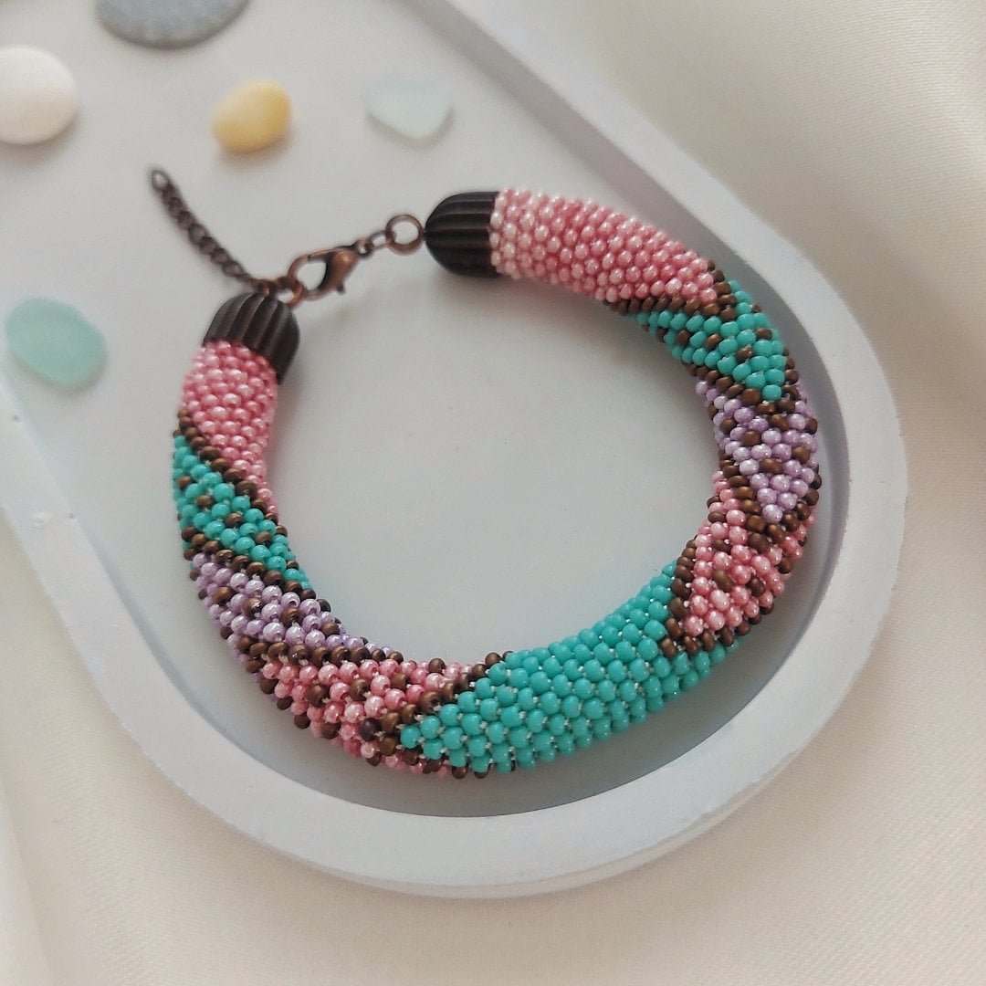 PDF Pattern for Beaded Crochet Bracelet Seed Bead Tutorial Colorful DIY ...