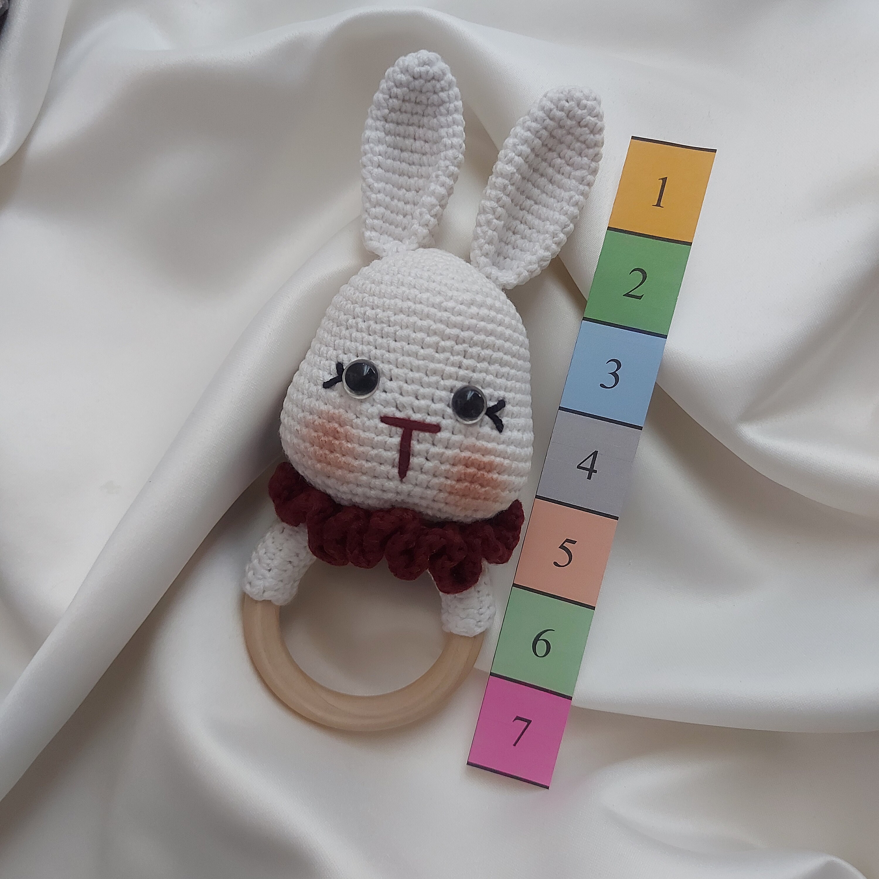Bunny Rattle Amigurumi Baby Animal Plushie Crochet Toys Wooden White ...
