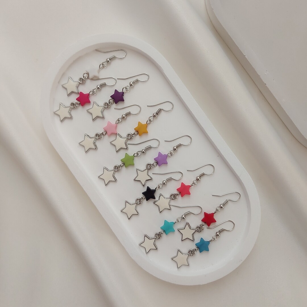 Star Shaped Multicolor Dangle and Drop Earrings - Etsy