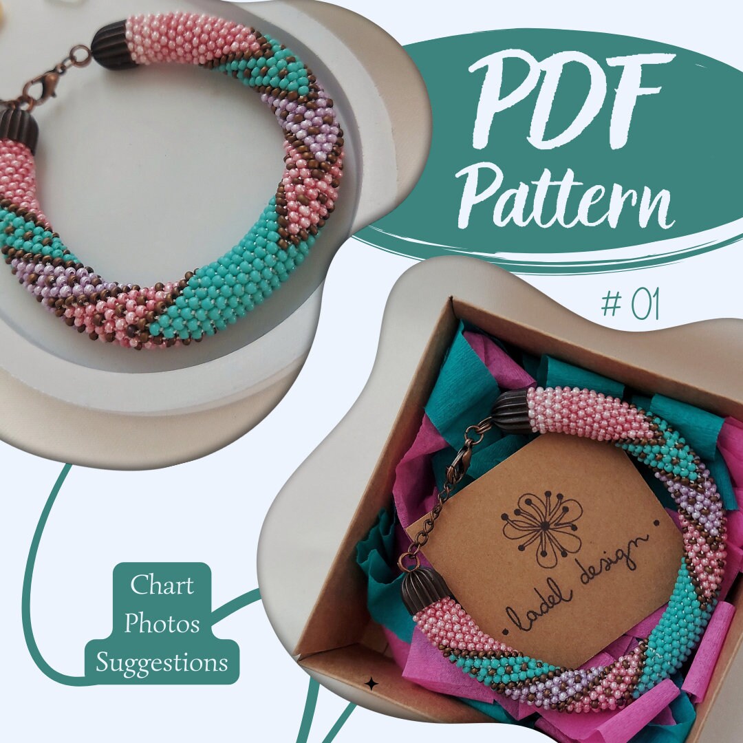PDF Pattern for Beaded Crochet Bracelet Seed Bead Tutorial Colorful DIY ...