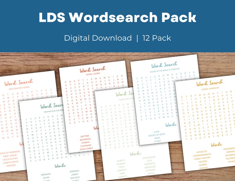 PRINTABLE LDS Wordsearch Pack for Kids (12 Pages Included) - Etsy