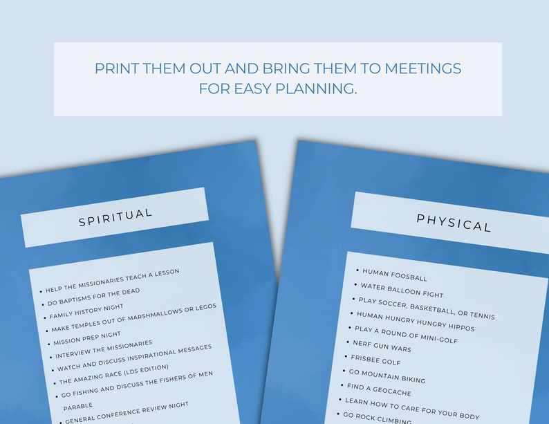 LDS Young Men's Activity Ideas - Digital Download - Etsy