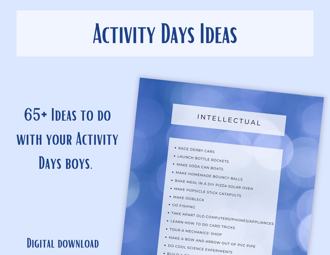 LDS Activity Day Ideas for Boys- Digital Download - Etsy