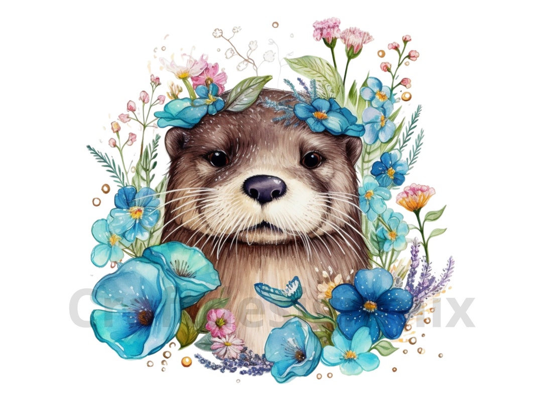 Cute Otter Download Svg Flower, Pdf, Svg, Png, Otter Jpg, Commercial ...