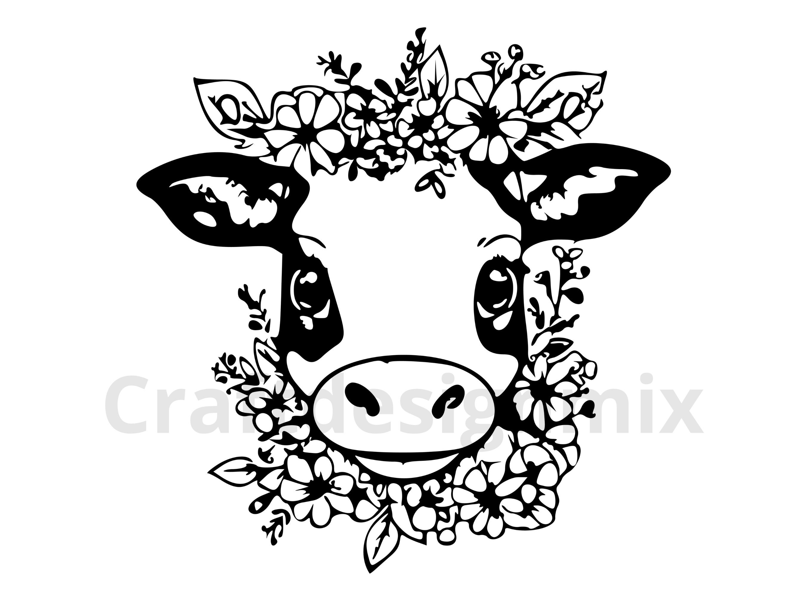 Cute Cow Svg Flower, Pdf, Svg, Png, Jpg, Commercial Use, Tumbler Png ...