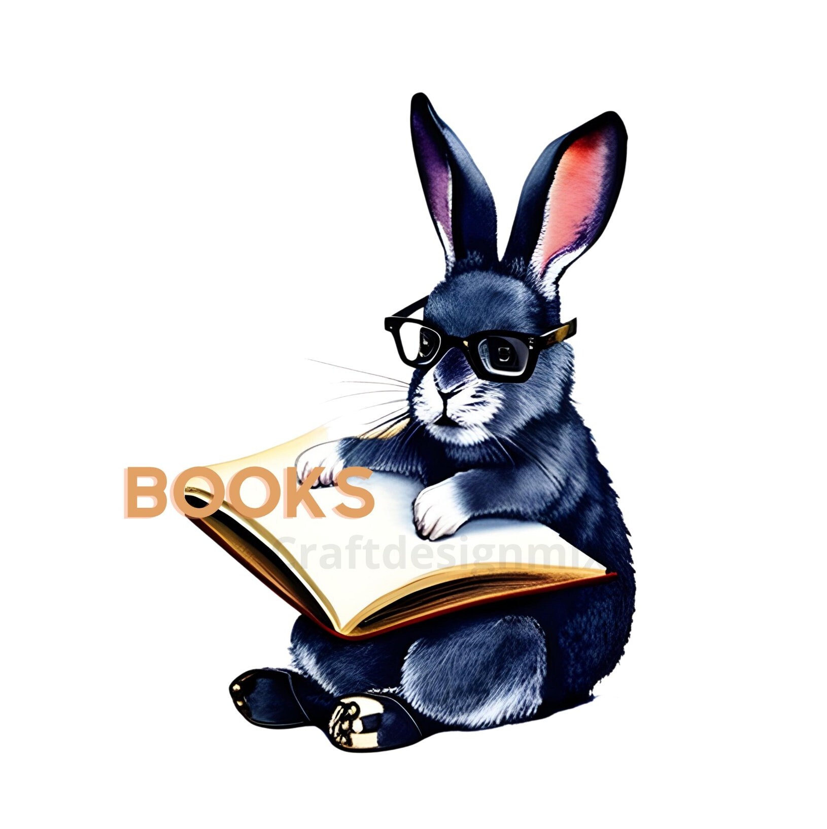Rabbit Reads Book, Pdf, Svg, Png, Jpg, Commercial Use, Digital Download ...