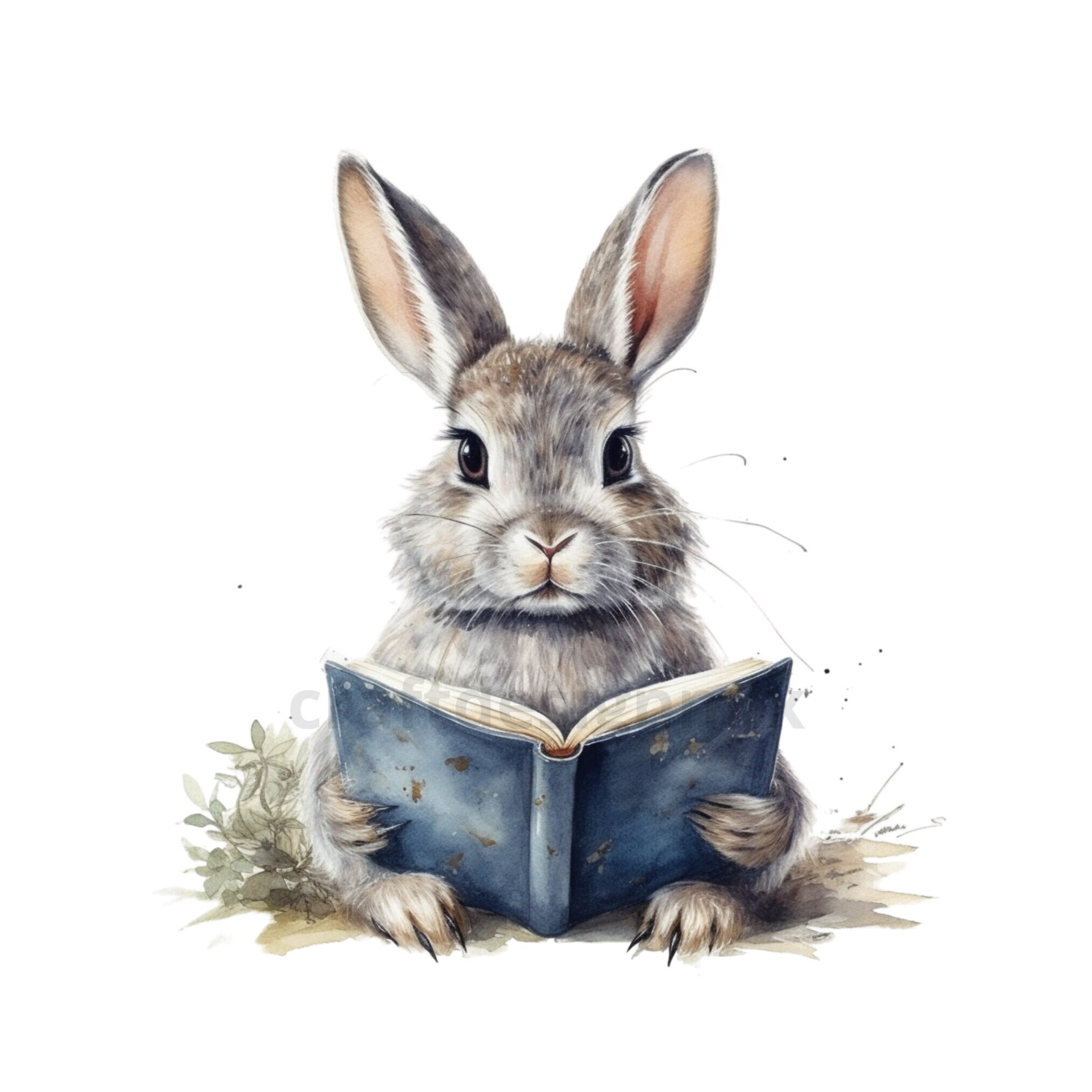 Rabbit Reads Book, Pdf, Svg, Png, Jpg, Commercial Use, Digital Download ...