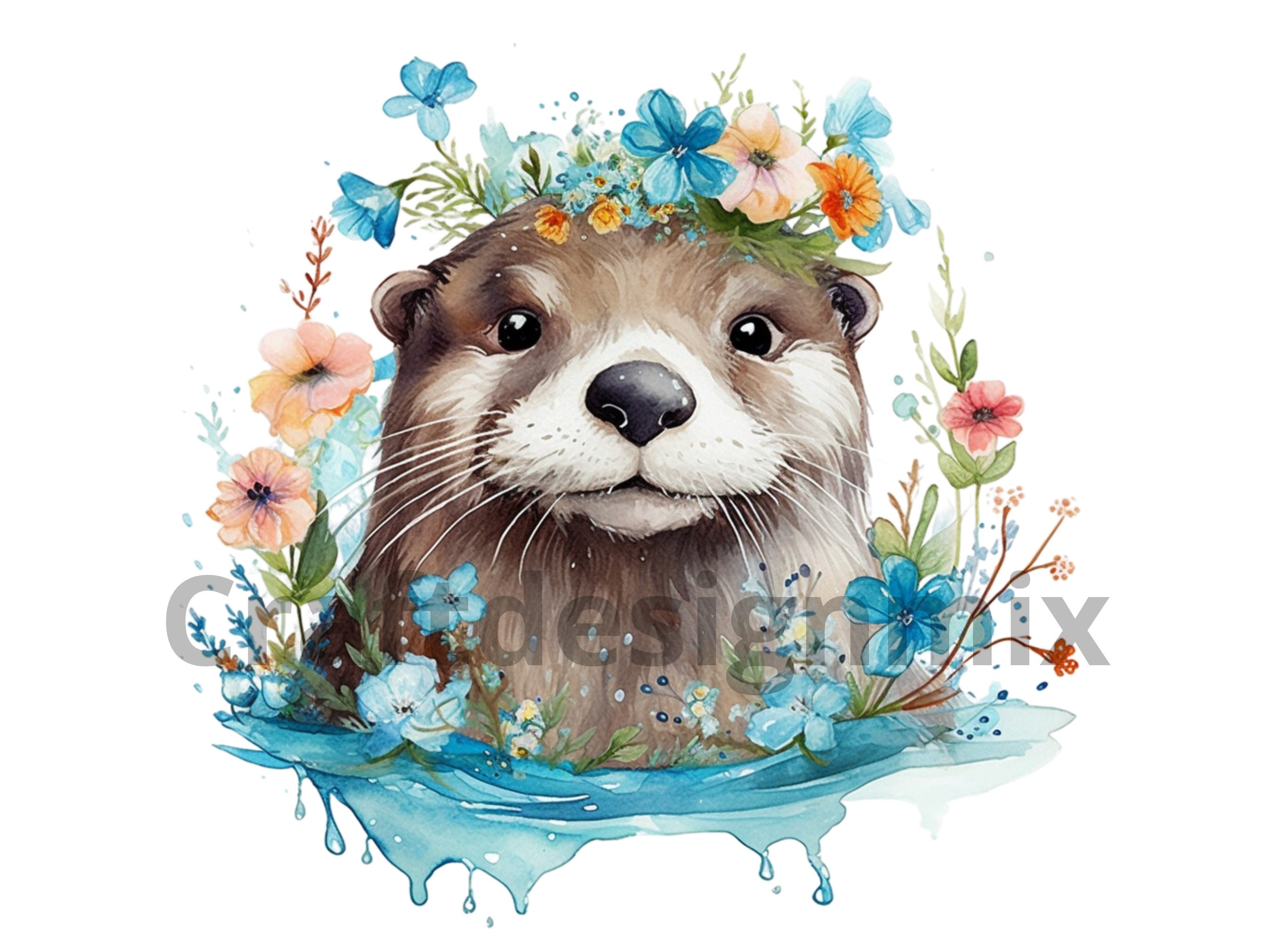 Cute Otter Download Svg Flower, Pdf, Svg, Png, Otter Jpg, Commercial ...
