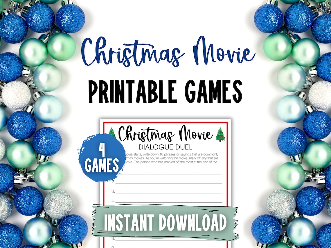 Christmas Movie Printable Games Printable Christmas Movie Games Bundle ...