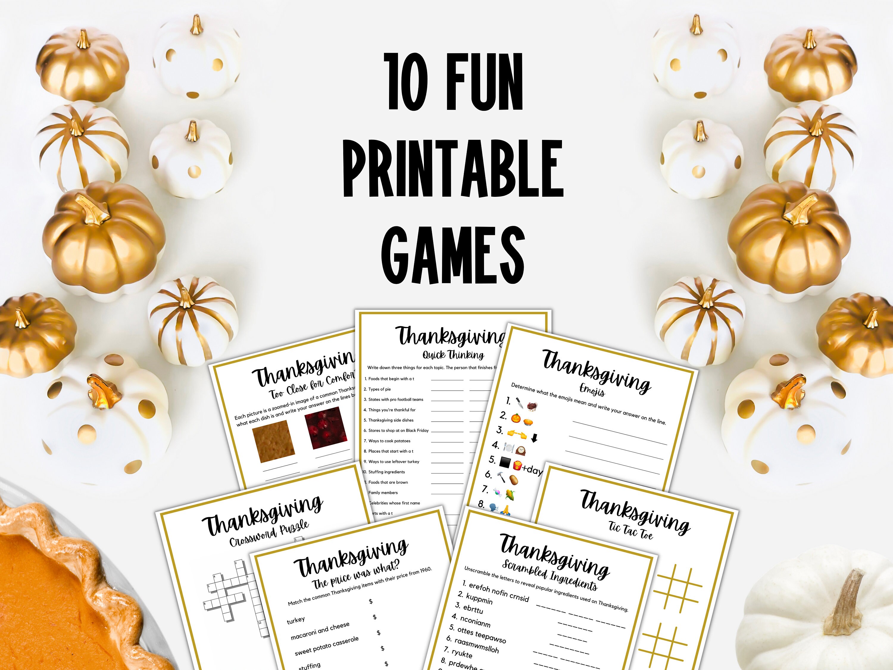 Thanksgiving Printable Games Printable Thanksgiving Games Bundle ...