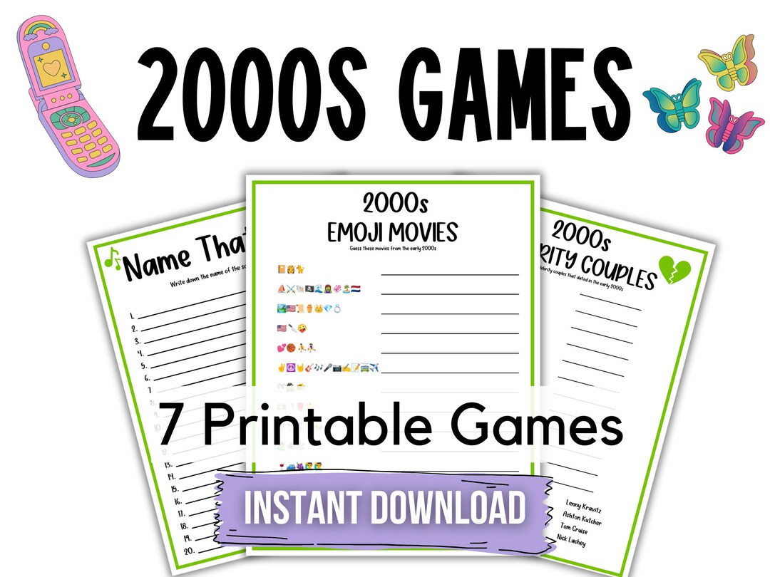 2000s Party Printable Games 2000s Party Games 00s Party - Etsy