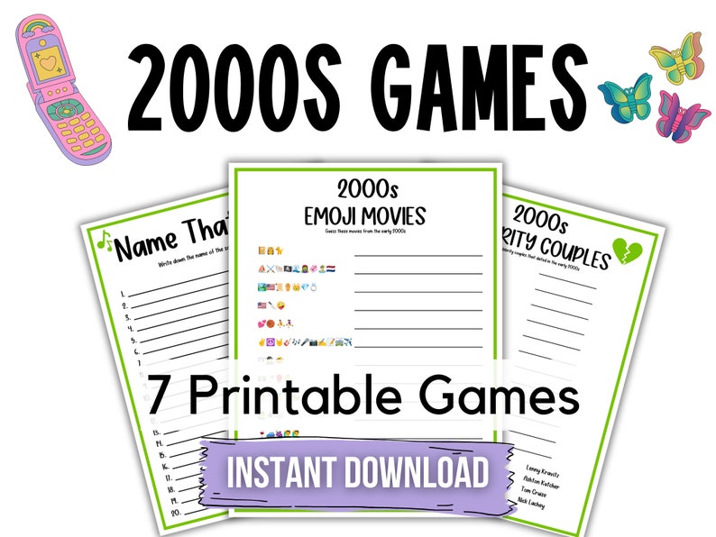 2000s Party Printable Games 2000s Party Games 00s Party - Etsy