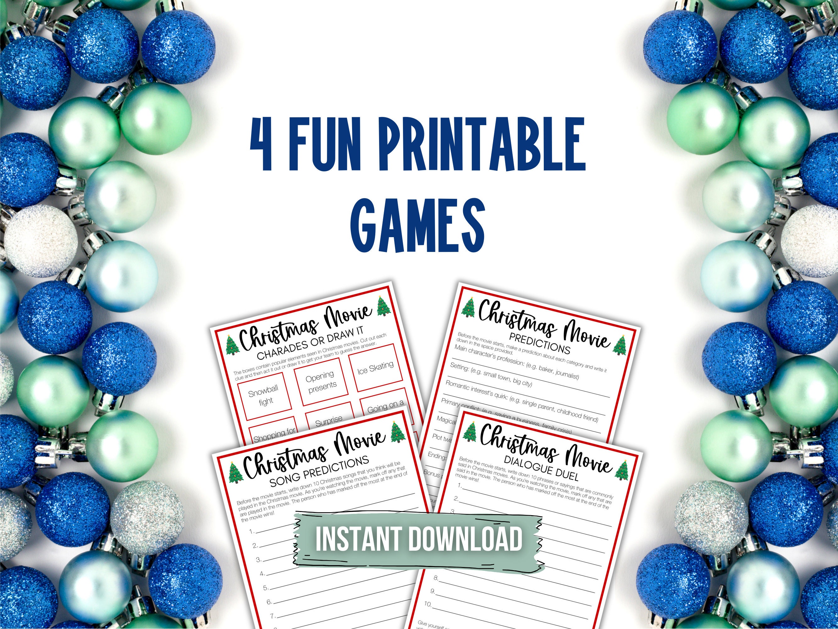 Christmas Movie Printable Games Printable Christmas Movie Games Bundle ...