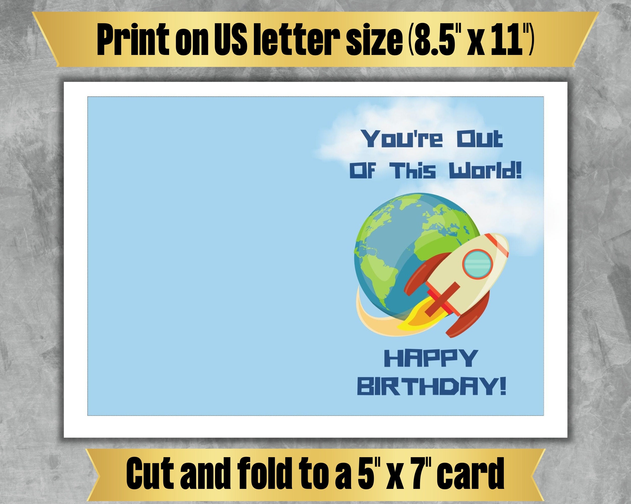 Printable Rocket Ship Birthday Card, Happy Birthday, Out of This World ...