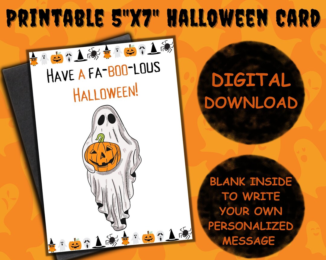 Printable Have a Fa-boo-lous Halloween Greeting Card 5X7 - Etsy