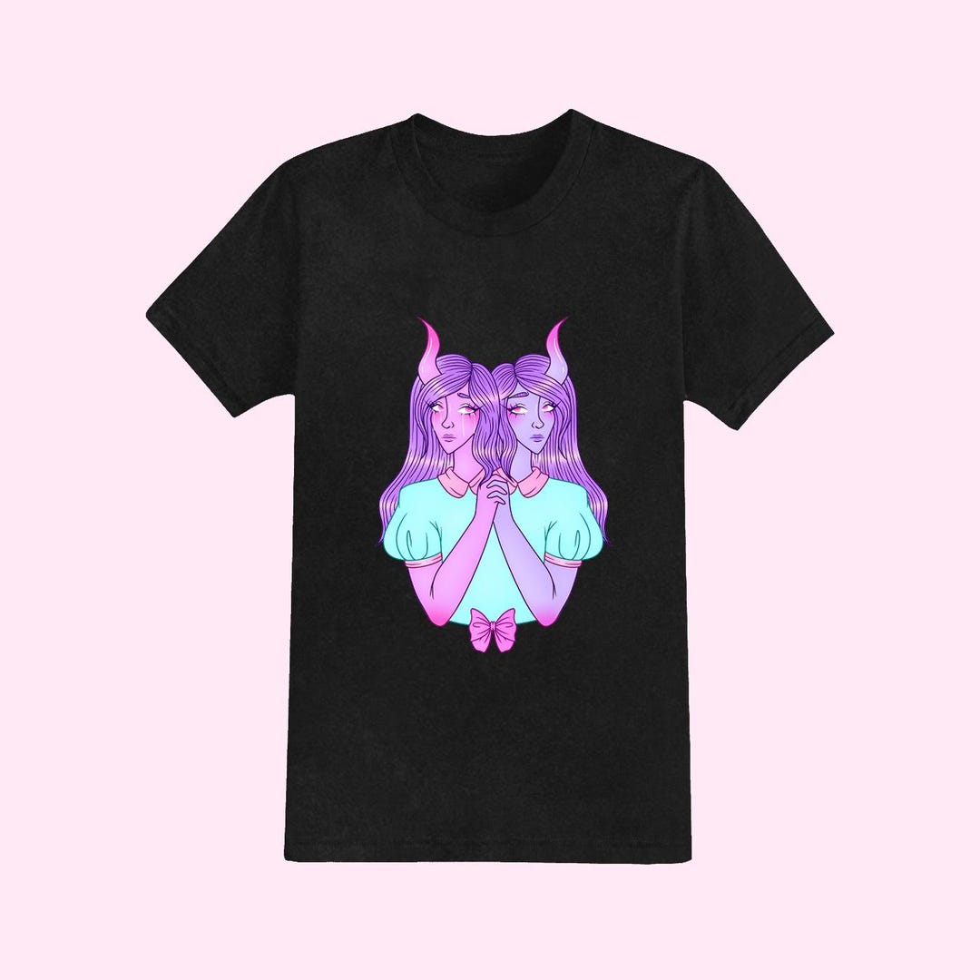 Conjoined Twin Monster Girls Acid Wash Oversized T-shirt (sizes XS-5XL ...