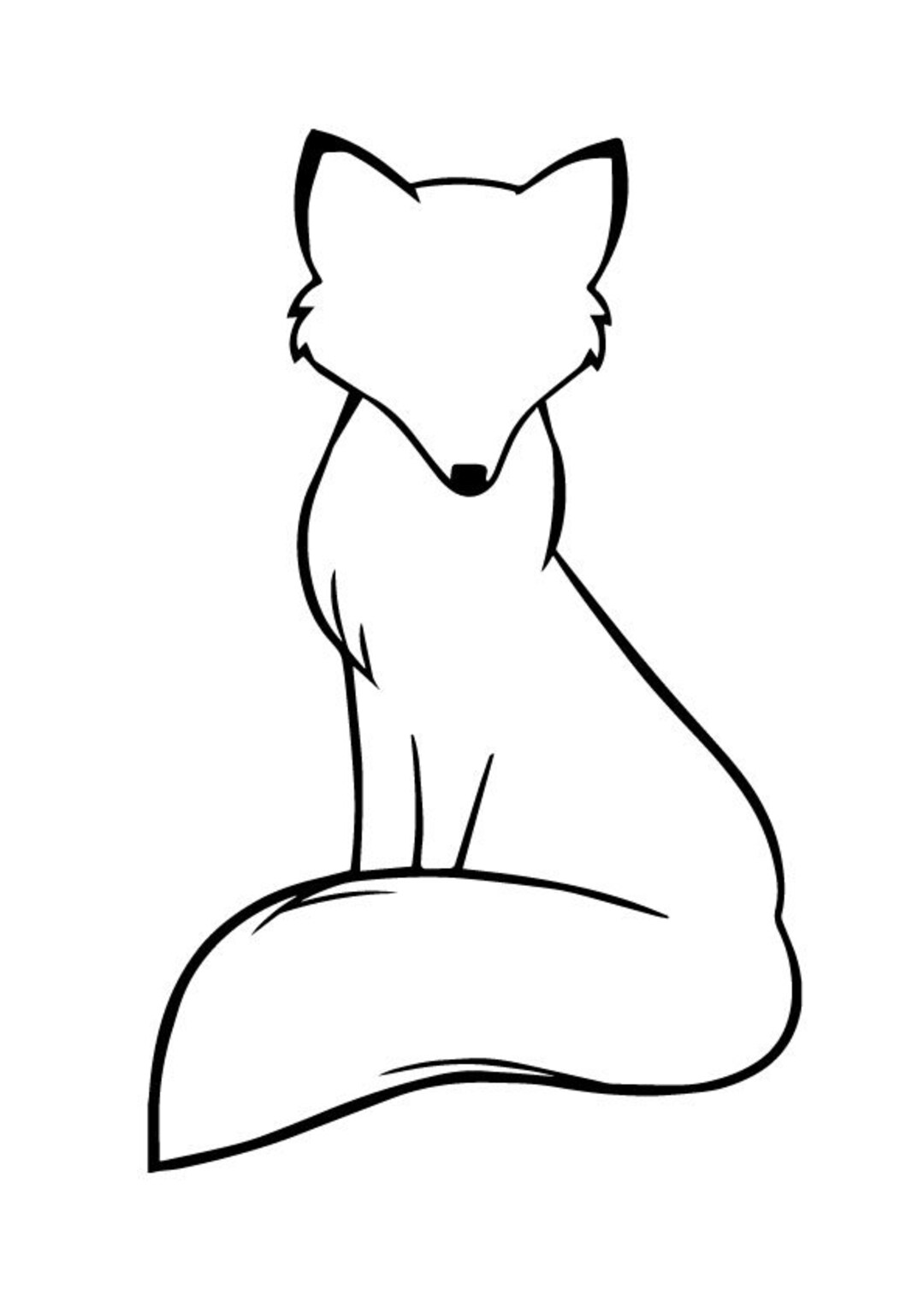 Pretty Sitting Fox Outline Svg Etsy