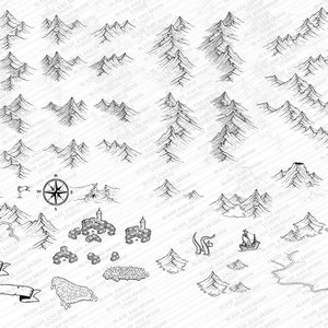 Fantasy Map Brush Pack - Mountain , Lake , Dungeon , City , Village and ...