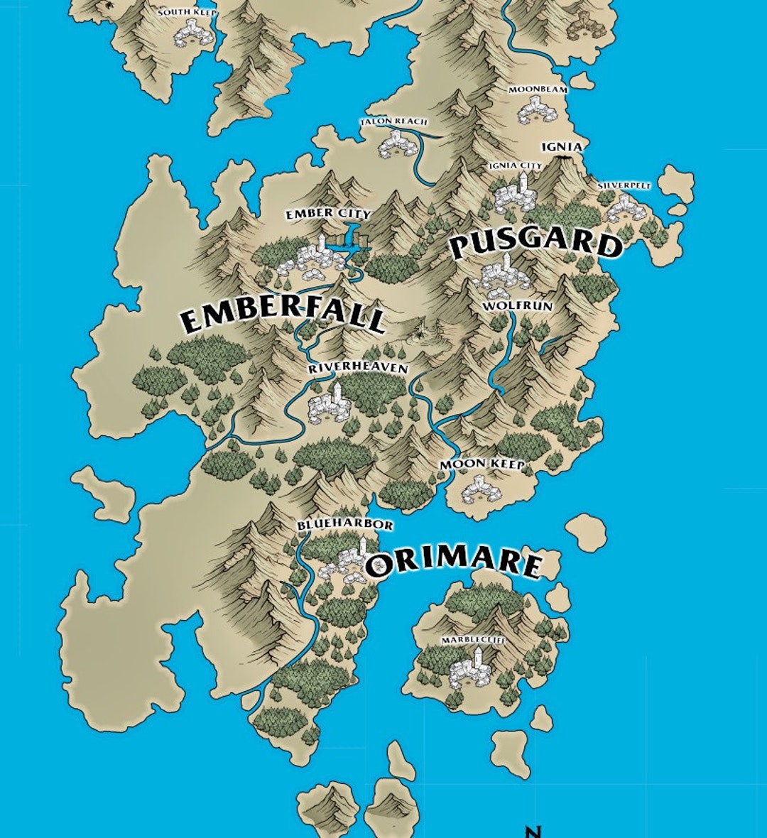 Fantasy Map Brush Pack - Mountain , Lake , Dungeon , City , Village and ...