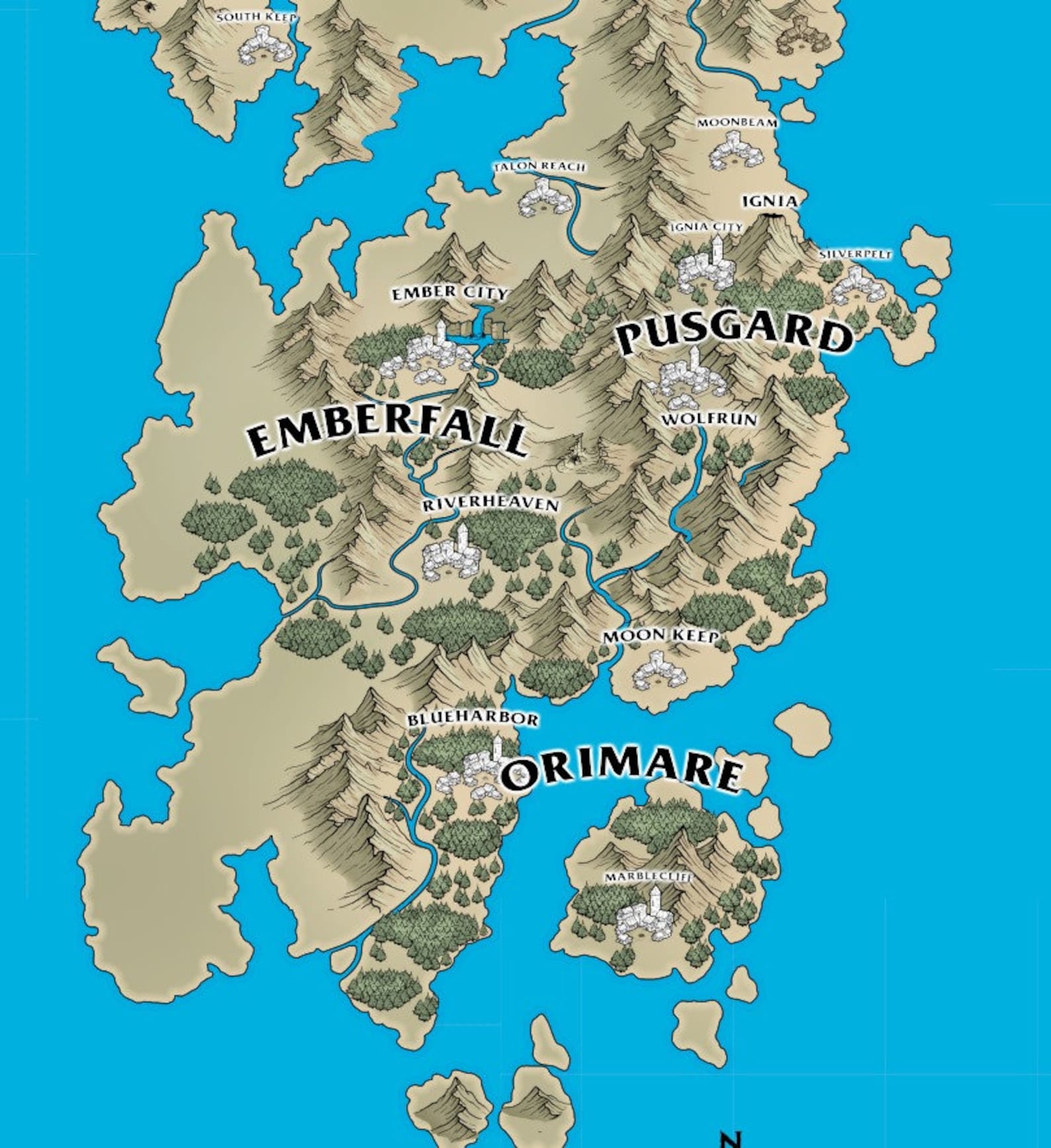 Fantasy Map Brush Pack Mountain , Lake , Dungeon , City , Village and ...