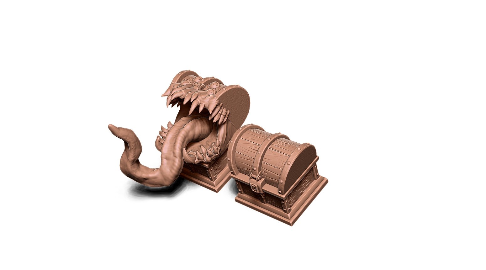 Chest and Chest Mimic Miniature STL File for TTRPG Games Digital ...