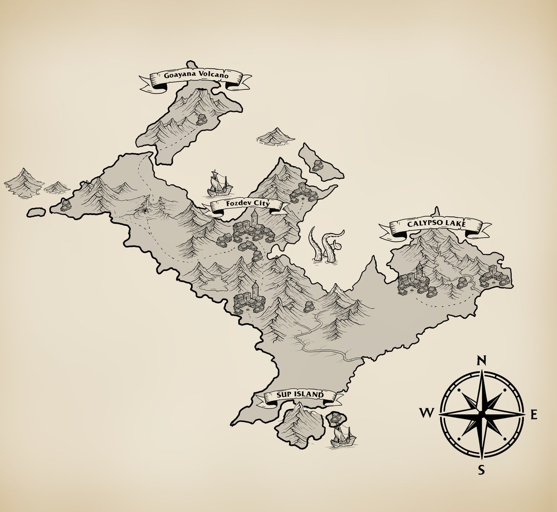 Fantasy Map Brush Pack Mountain , Lake , Dungeon , City , Village and More Digital Product ...