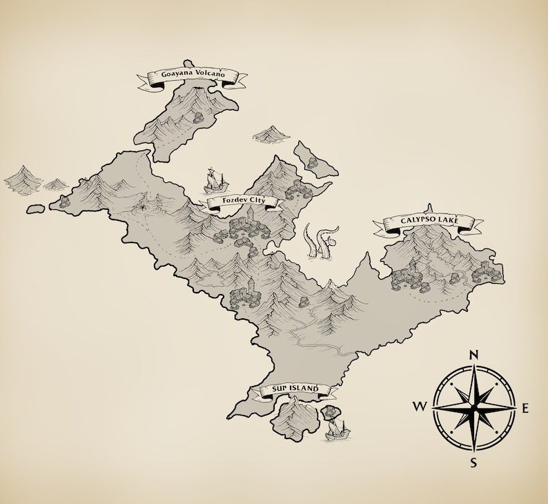 Fantasy Map Brush Pack Mountain , Lake , Dungeon , City , Village and ...