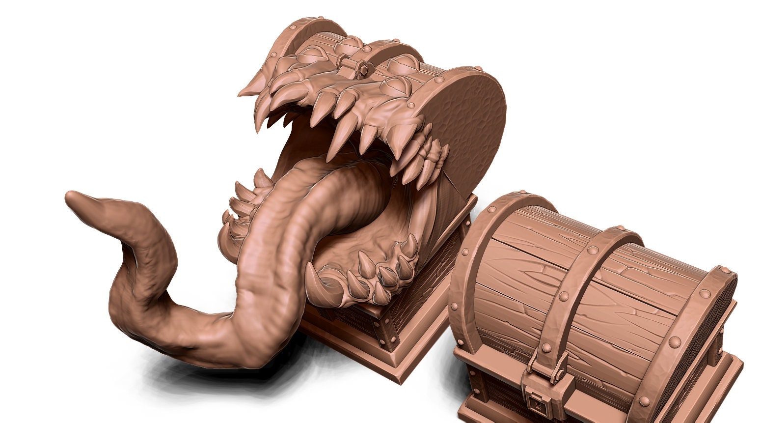 Chest and Chest Mimic Miniature STL File for TTRPG Games Digital ...