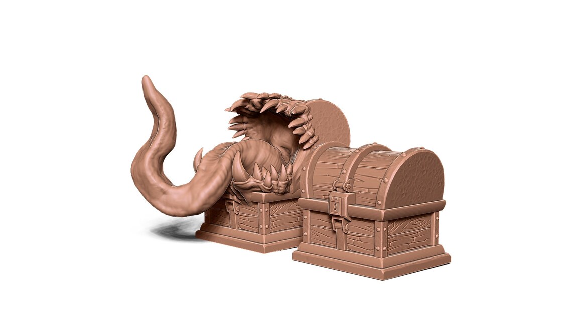 Chest and Chest Mimic Miniature STL File for TTRPG Games Digital ...
