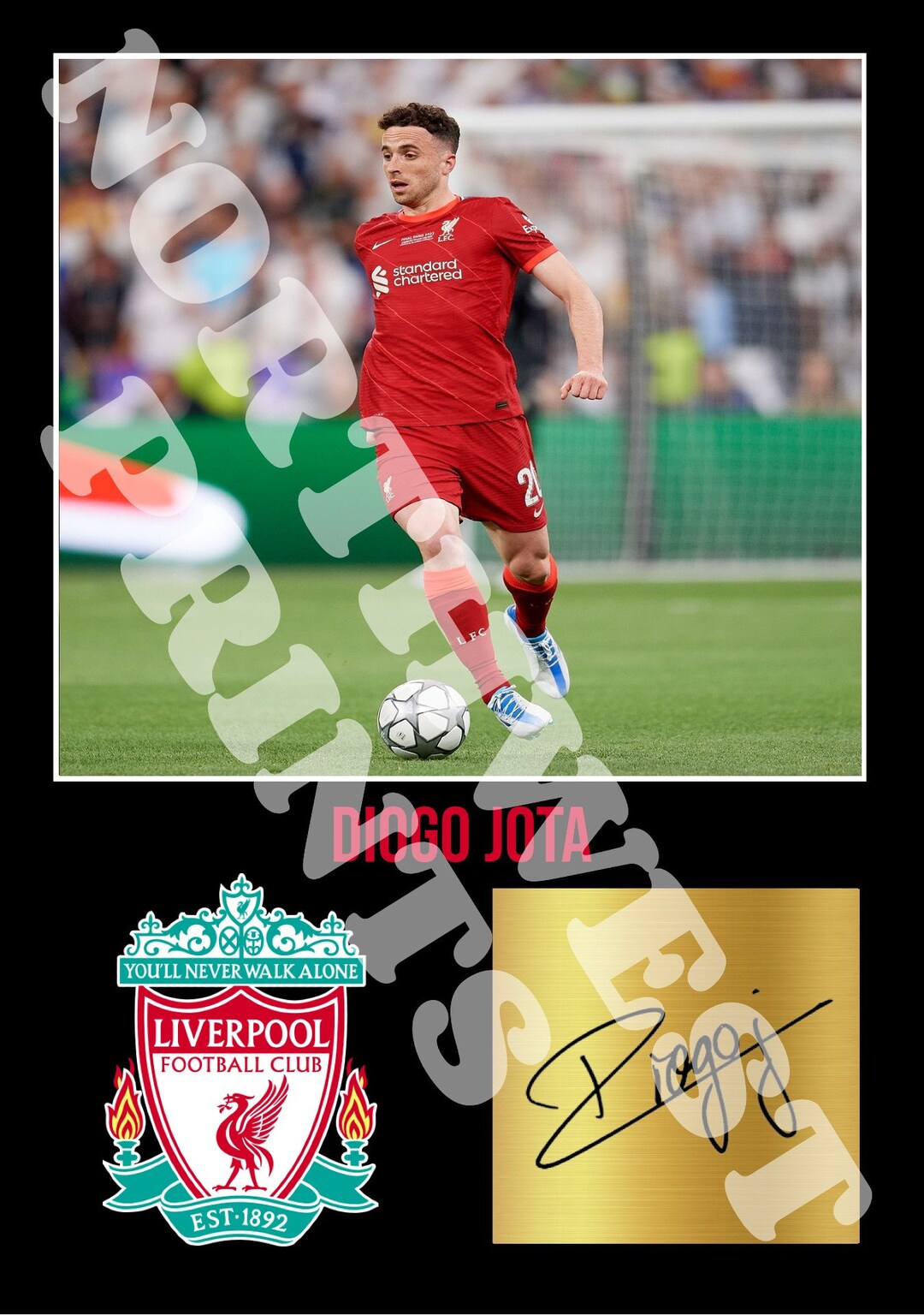 Liverpool FC Diogo Jota Signed A4 Print Autographed LFC - Etsy