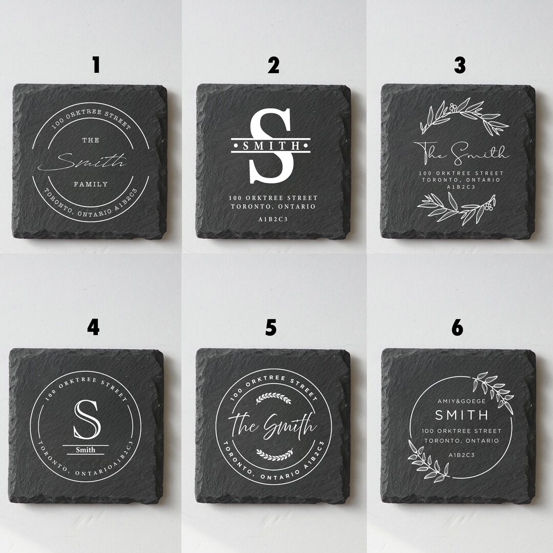Personalized Slate Coasters: Custom UV Printed Family Name Set - Etsy