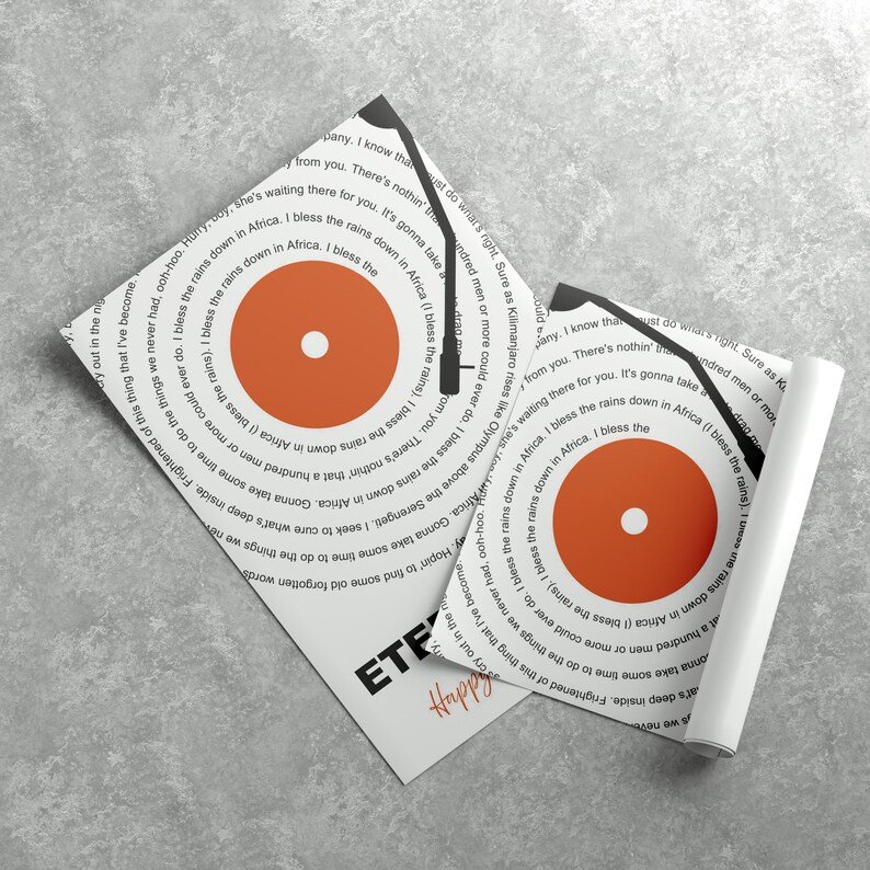 Personalized Song Lyrics Vinyl Poster | Custom Music Print ...