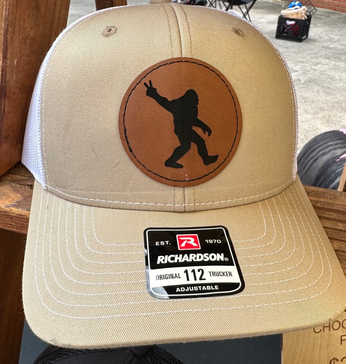 Peace Bigfoot Leatherette Patch Hat, Richardson 112, Dad Gift, Big Foot ...