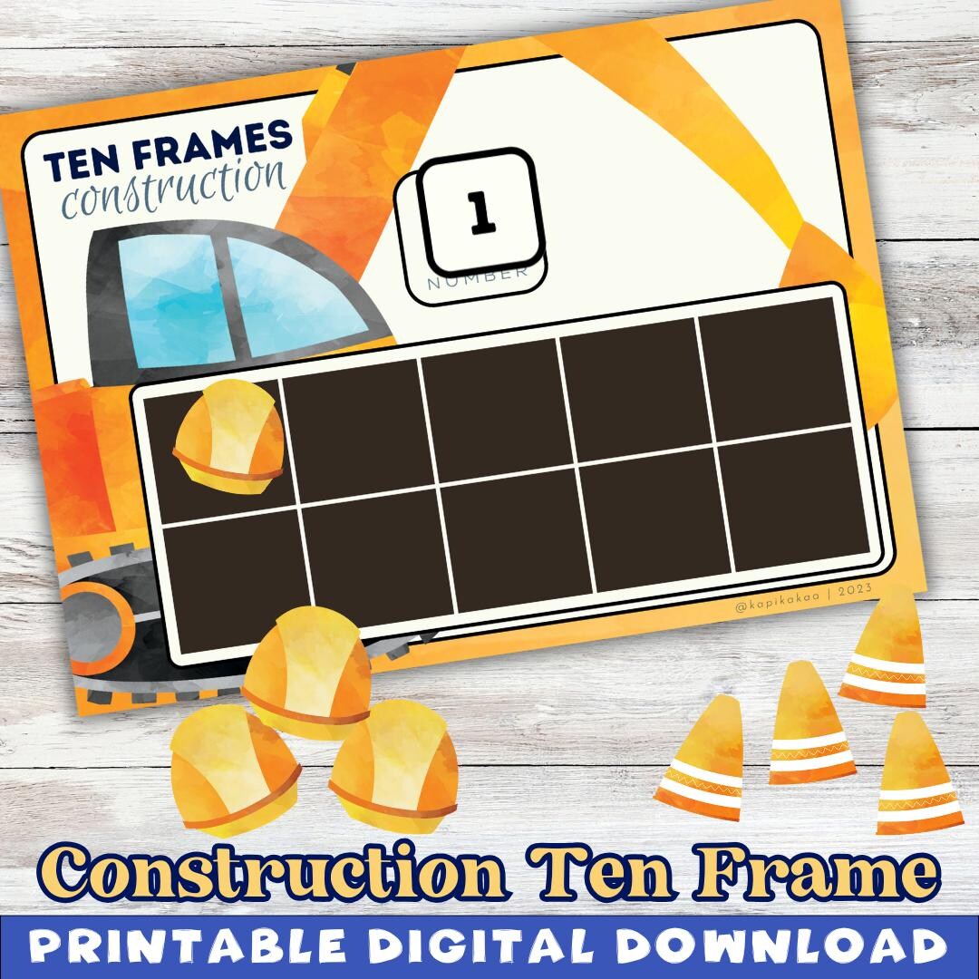 Construction Ten Frame Printable Activity for Kids, Prek Printable ...