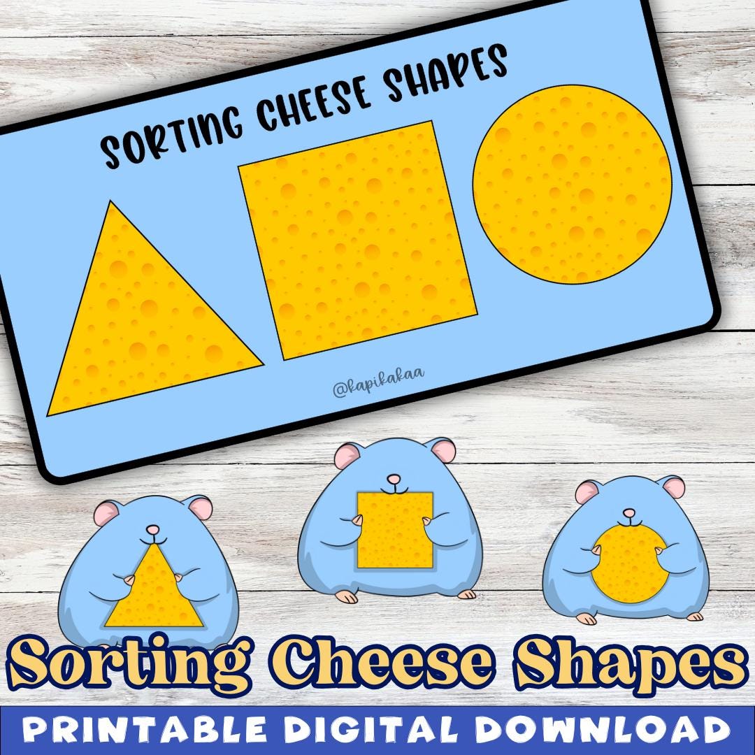 Sorting Cheese Shapes, Printable Activity for Kids, Prek Printable ...