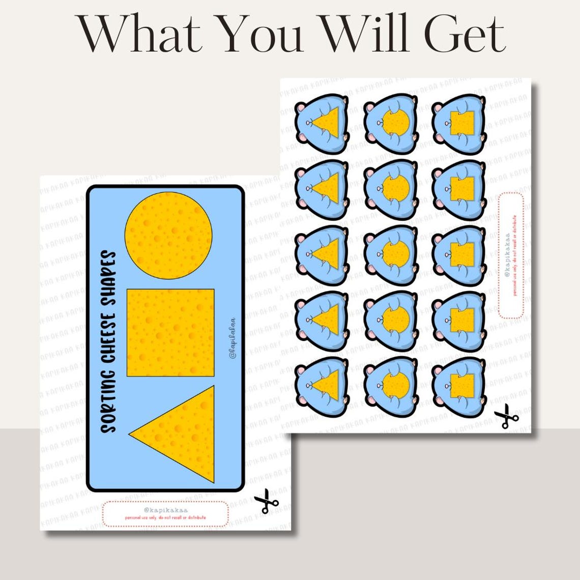 Sorting Cheese Shapes, Printable Activity for Kids, Prek Printable ...