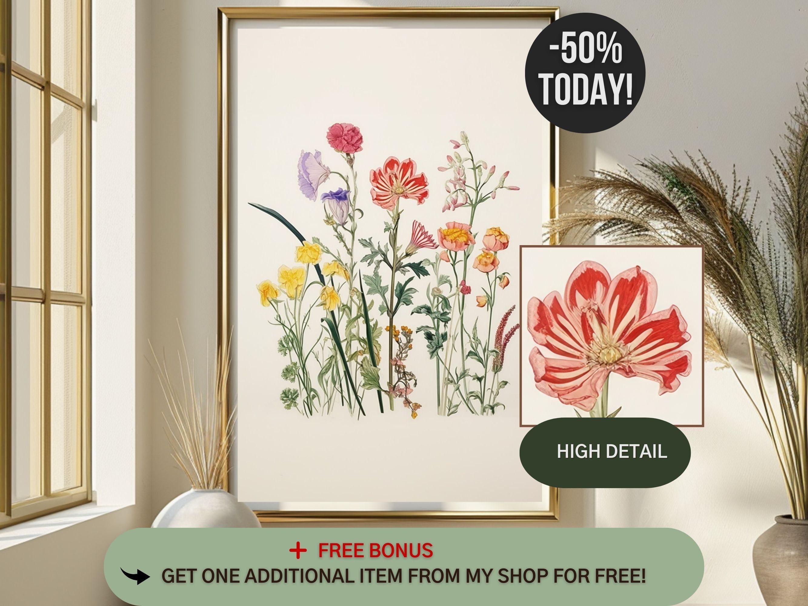 Botanical Illustration Art Print, Vintage Botanical Garden Wall Art ...