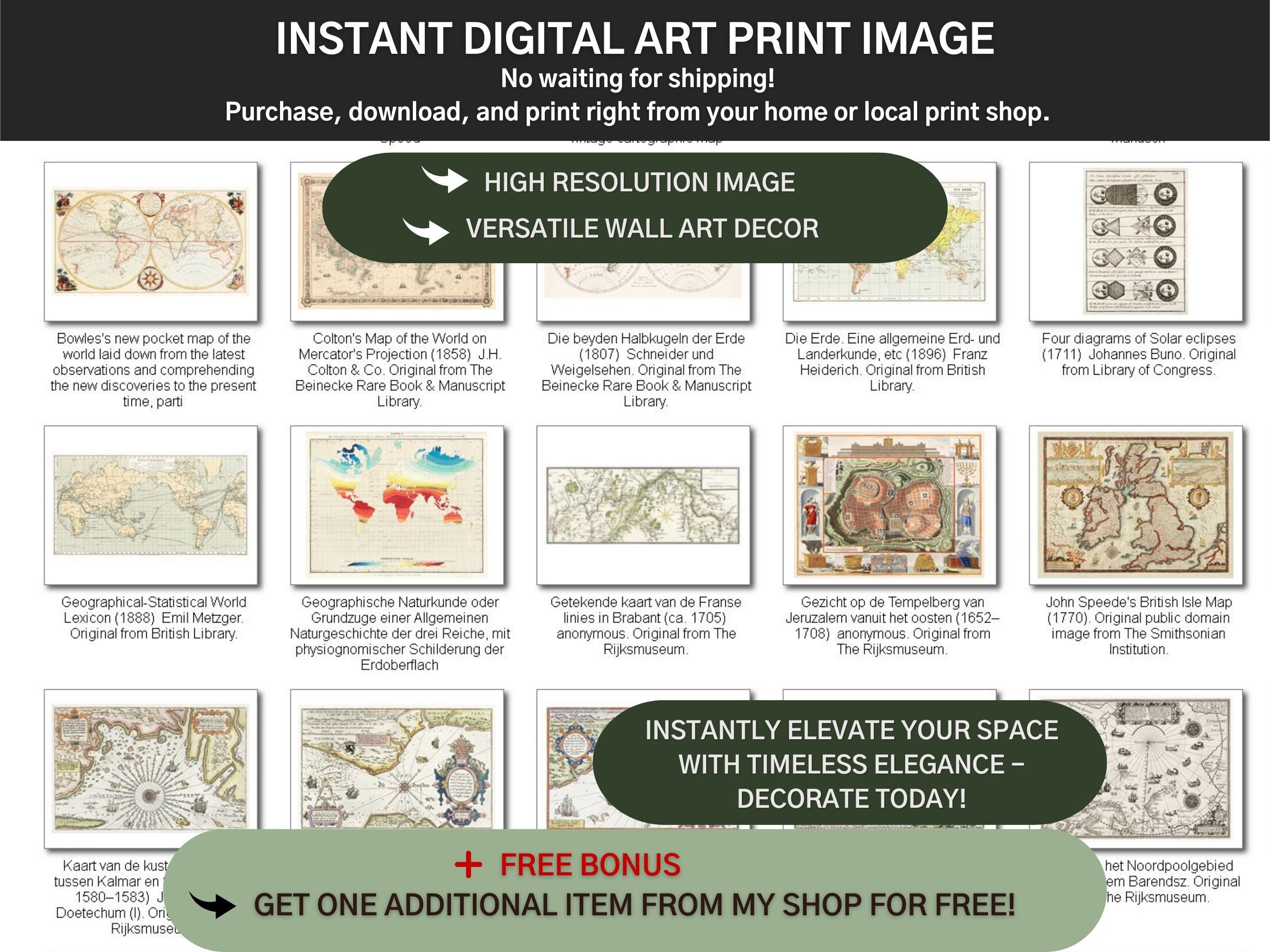 Vintage 76 World Maps Collection, Antique Earth Atlas Bundle, Classic ...