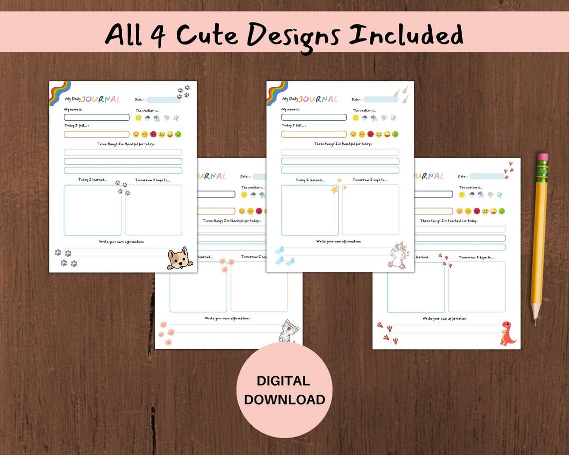 Kids Journal, Kids Printable, Kids Activity, Daily Journal Pages, Kids ...