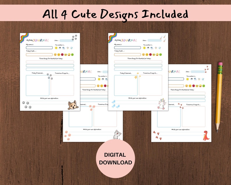 Kids Journal, Kids Printable, Kids Activity, Daily Journal Pages, Kids ...
