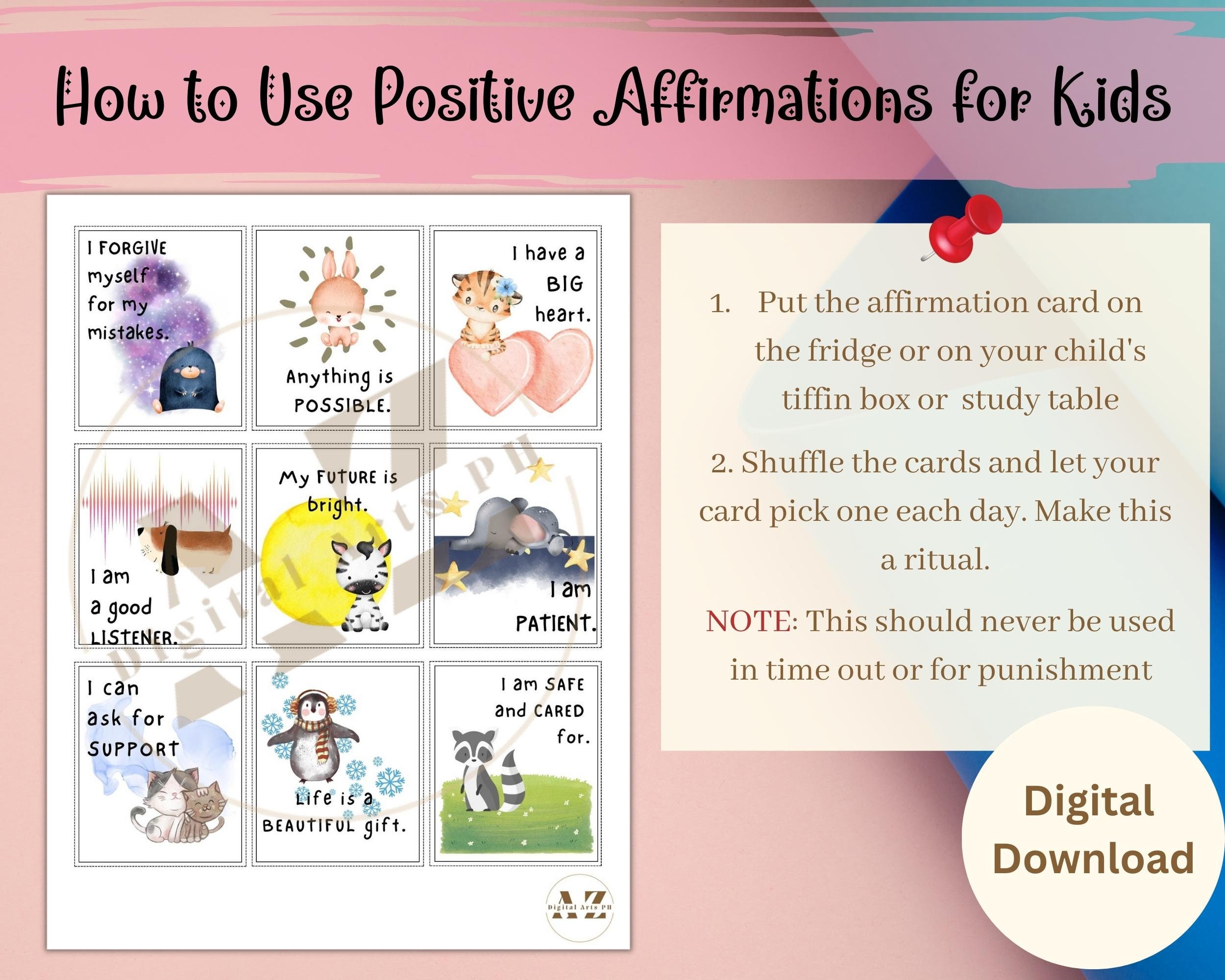 Printable Affirmation Cards for Kids, Positive Affirmation Cards, Kids ...