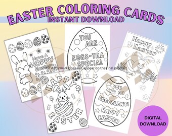 PRINTABLE Happy Easter Coloring Card, Easter Bunny Card, Holiday ...