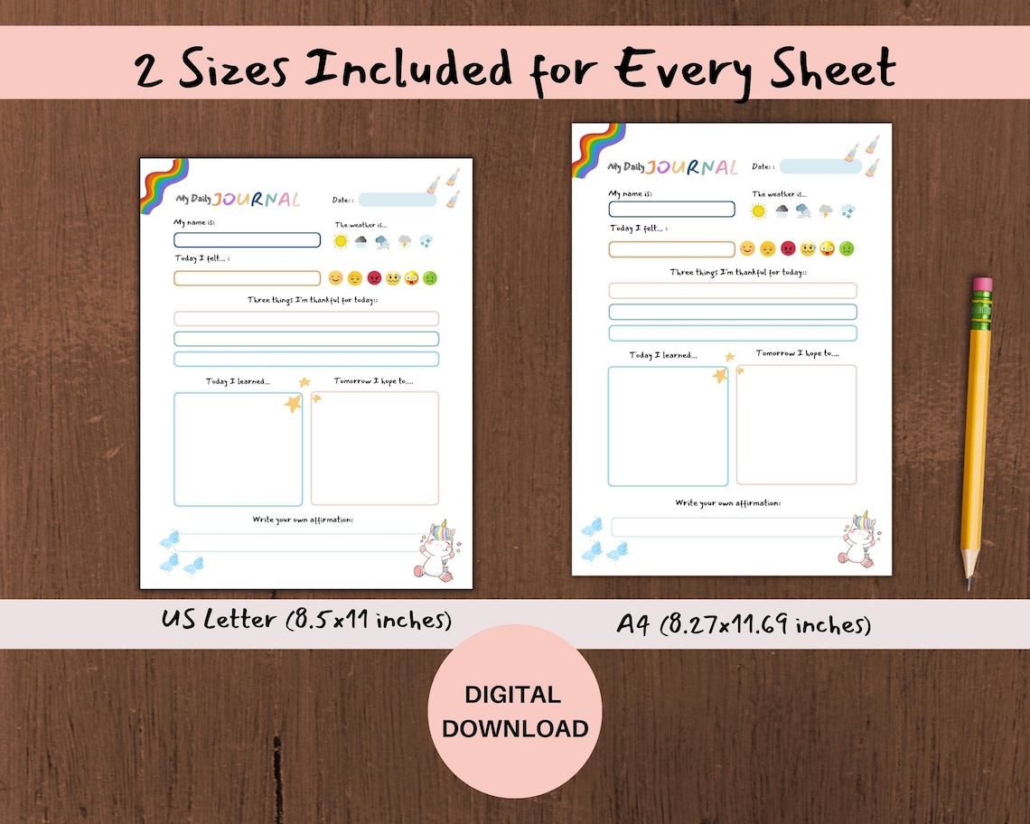 Kids Journal, Kids Printable, Kids Activity, Daily Journal Pages, Kids ...