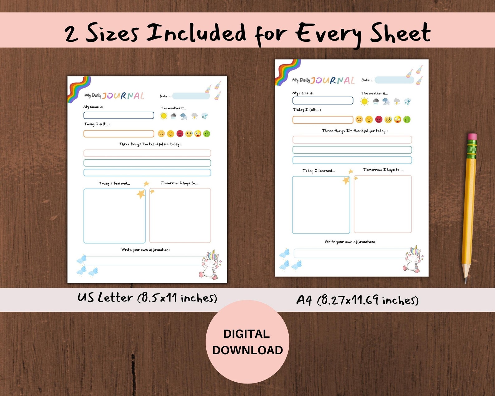 Kids Journal, Kids Printable, Kids Activity, Daily Journal Pages, Kids ...