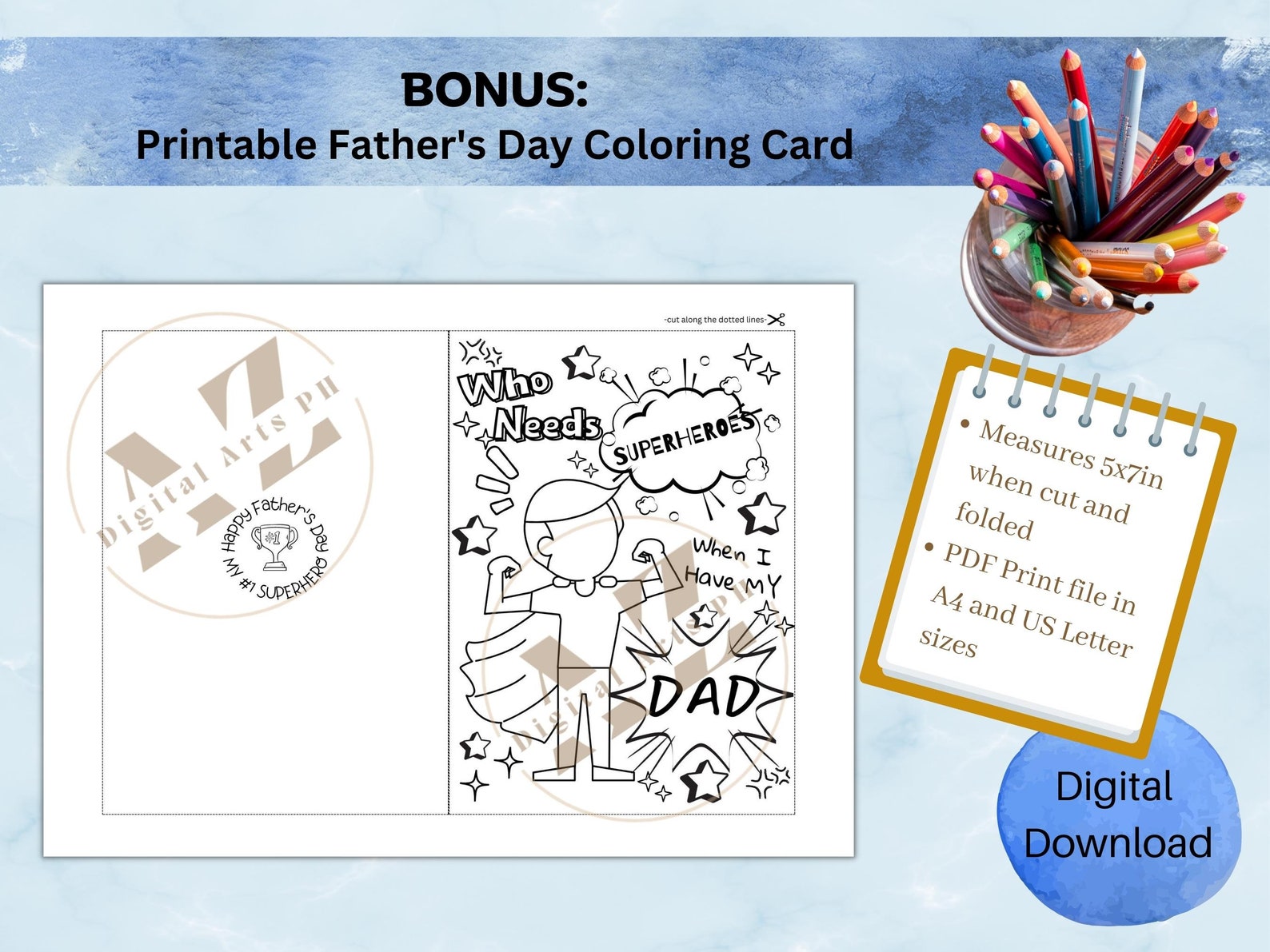 Printable All About Dad Worksheet With Printable Father's Day Card ...