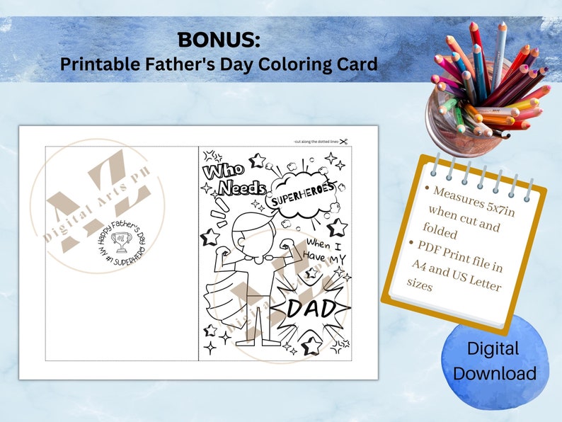 Printable All About Dad Worksheet With Printable Father's Day Card ...