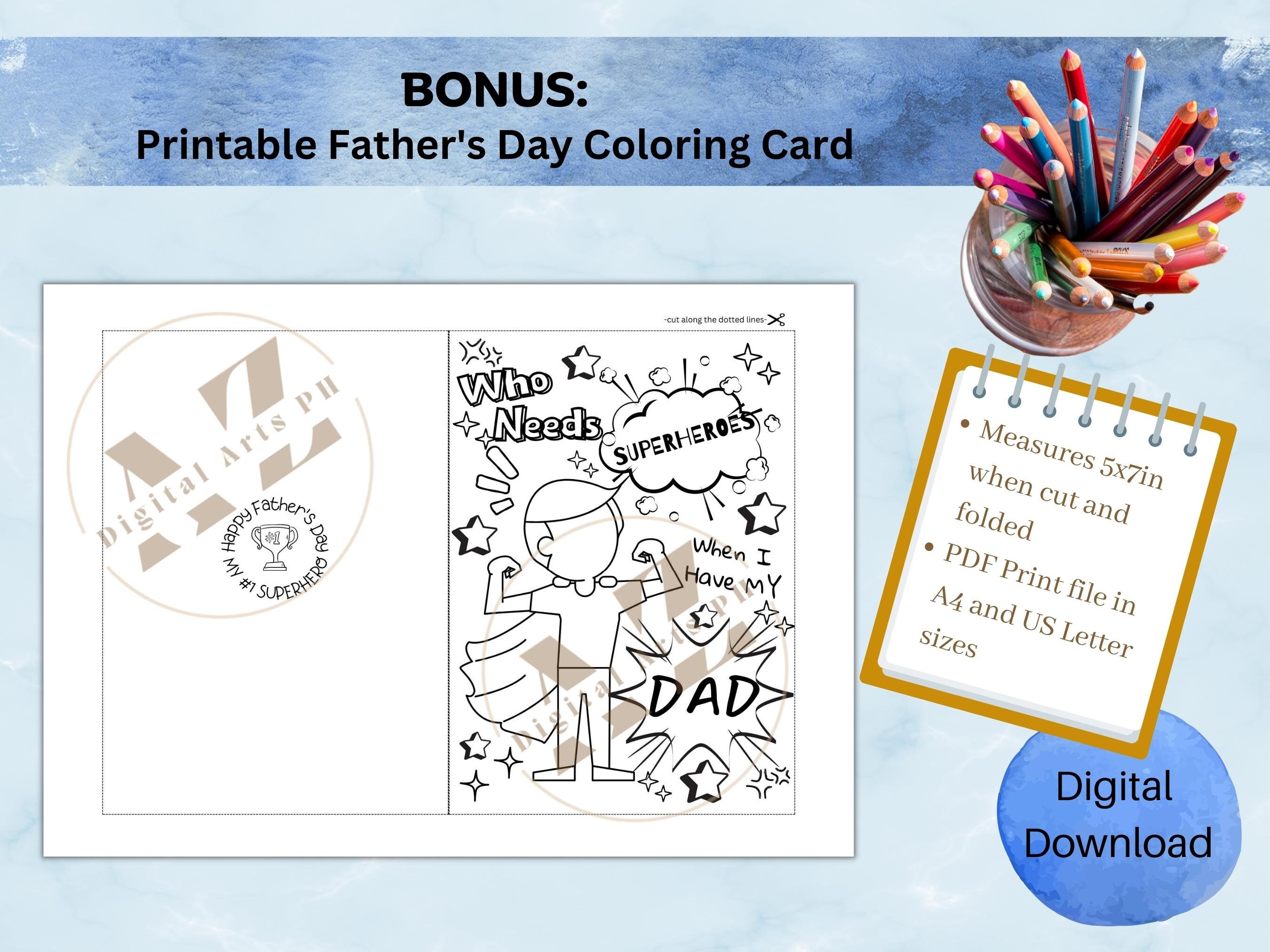 Printable All About Dad Worksheet With Printable Father's Day Card ...