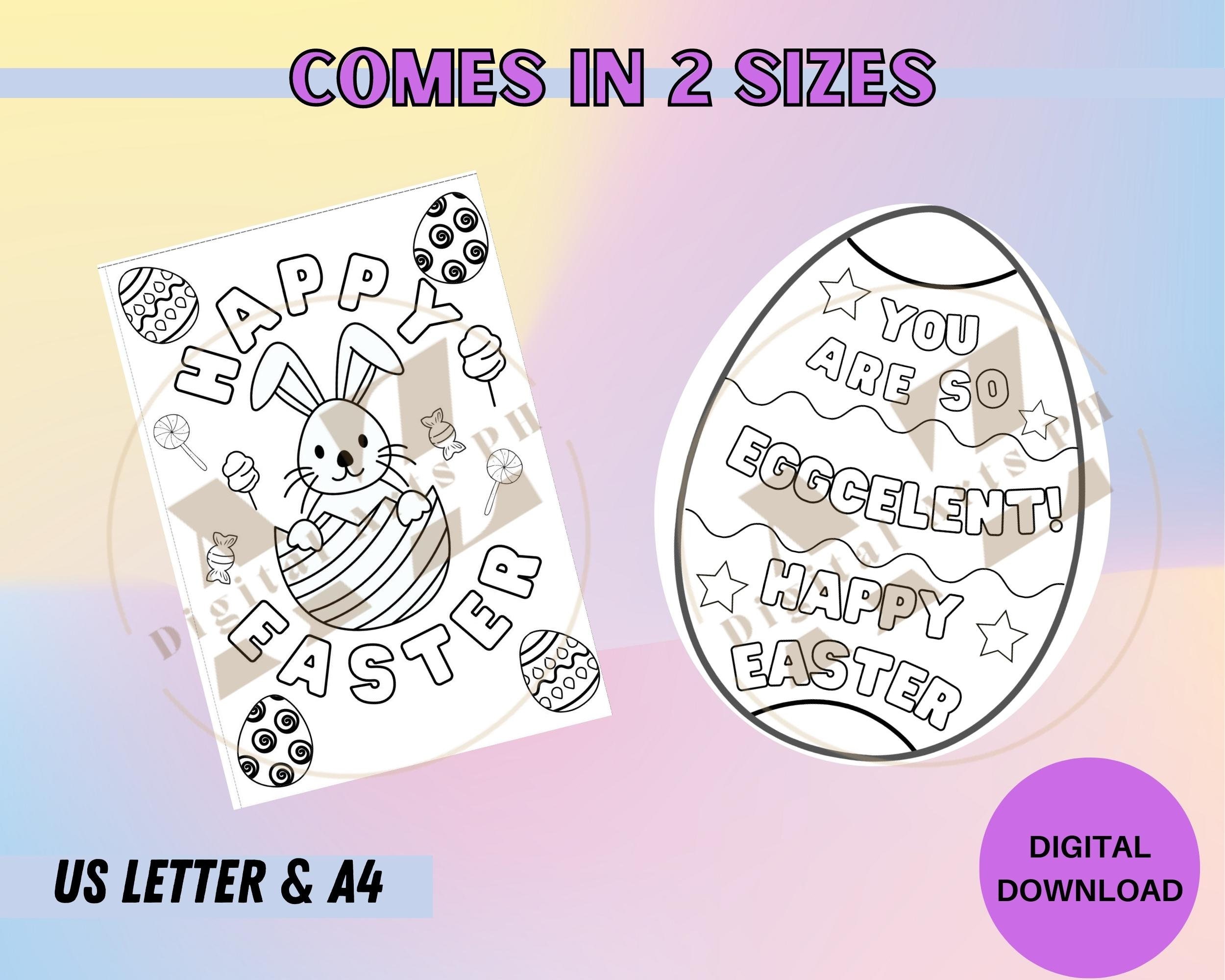 Printable Happy Easter Coloring Card, Easter Card, Holiday Greeting ...