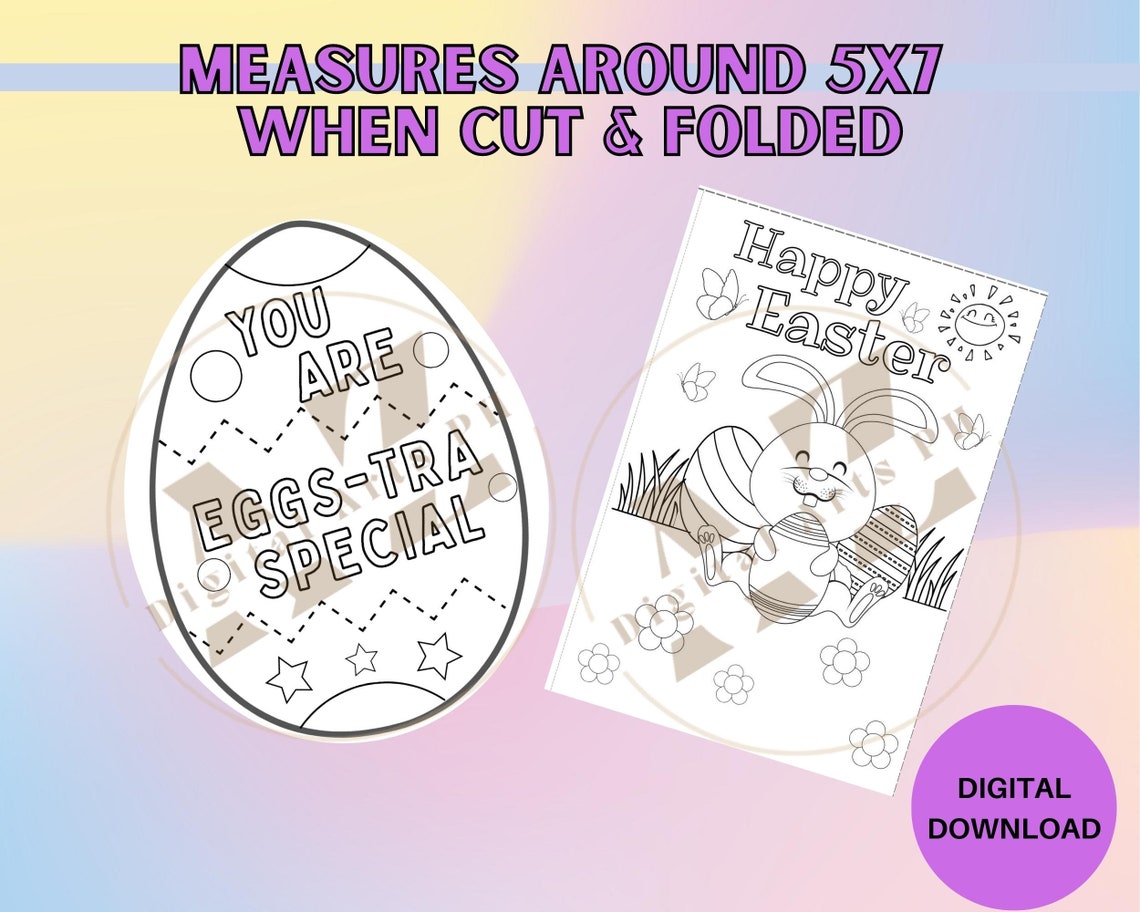 Printable Happy Easter Coloring Card, Easter Card, Holiday Greeting ...